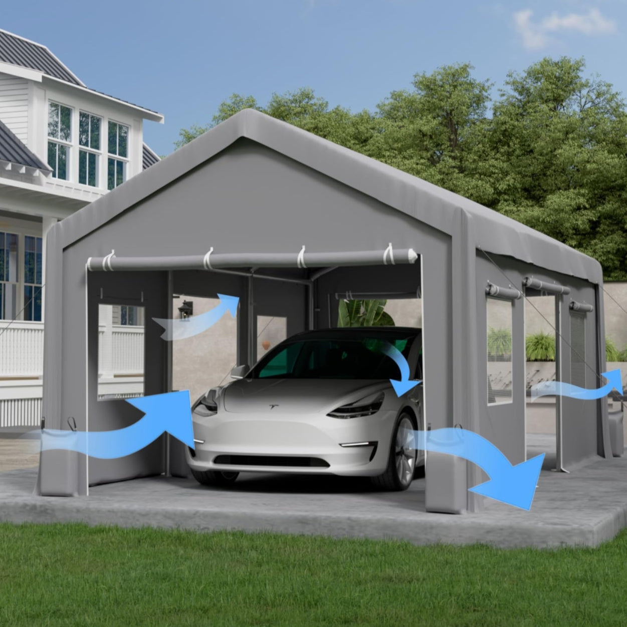 Garvee Heavy Duty Carport Sidewall Replacement Panels, Waterproof 180g